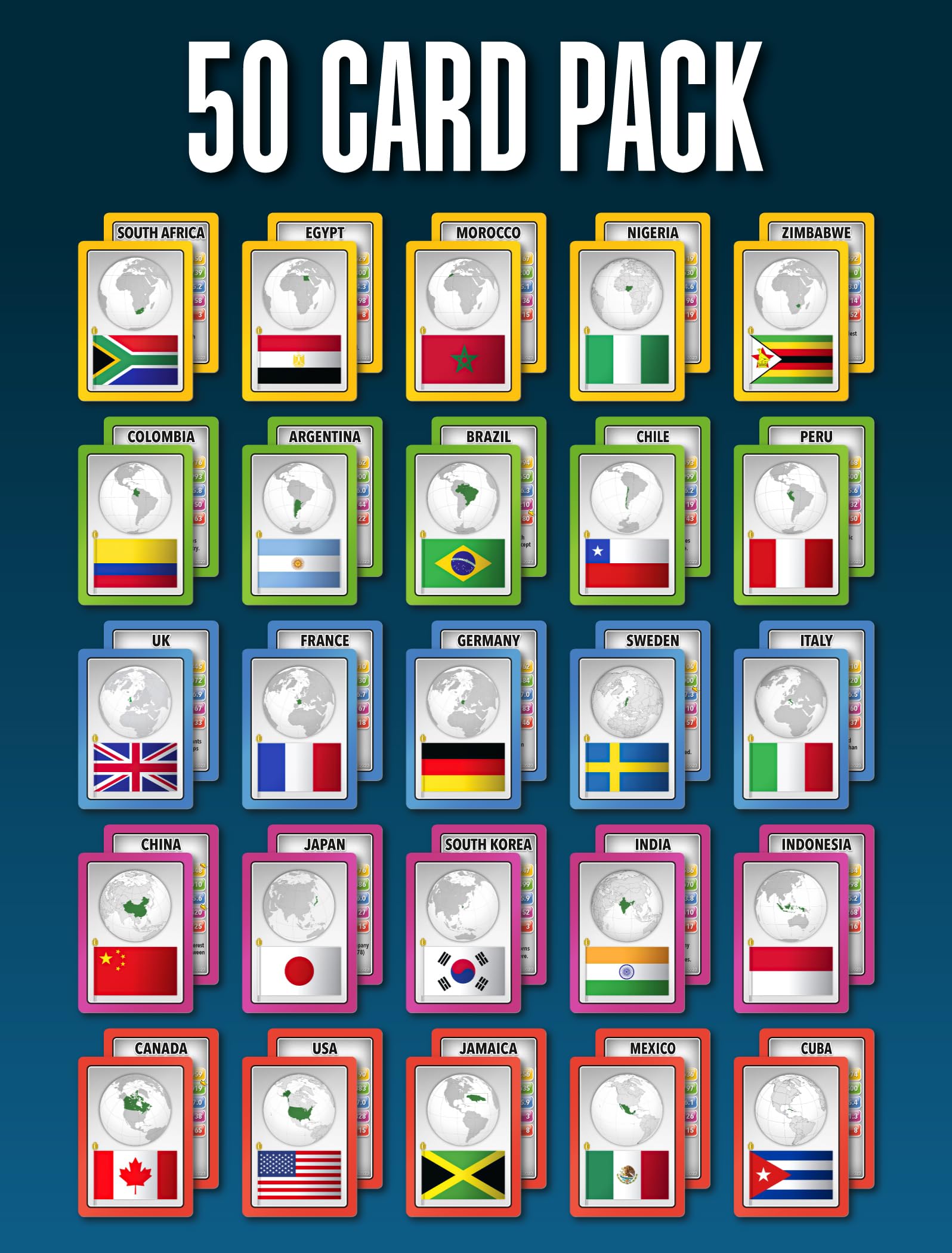 Smart Cards Countries, 7-Games-in-1 (Trumps, Pairs, Guess Who, Happy Families, Rummy, and More)