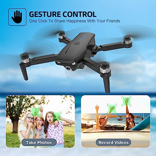 LMRC-12 Drone with 1080p UHD Camera for Adults Beginner, Foldable 2.4GHz FPV Drone, Less than 249g, RC Quadcopter Toys Gifts with Brushless Motor, Altitude Hold, Follow Me, 2 Batteries, Black