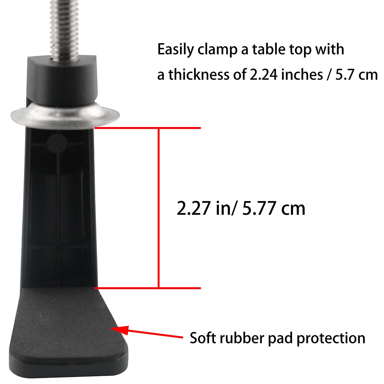 Ruiwaer Black C-Clamp Cantilever Bracket Clamp Holder Desk Lamp Clip Fittings Base Hose DIY Swing Arm Lighting Accessory Metal Clamp