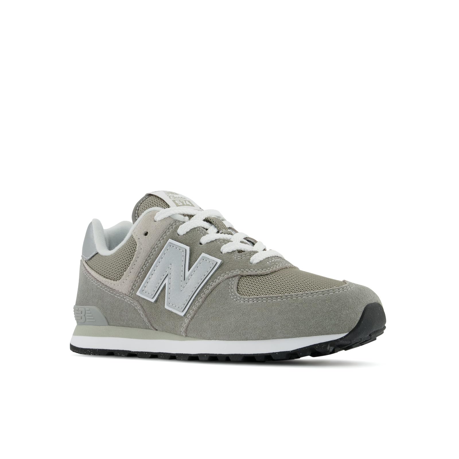 New Balance Boy's Kids 574 V1 70s Racing Lace-up Sneaker, Grey/White, 1 Little