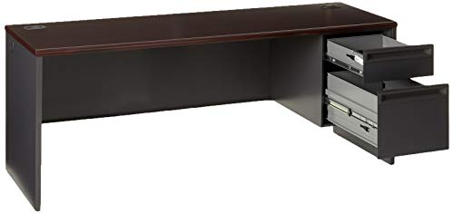 HON 38000 Series Right Pedestal Credenza, 72w x 24d x 29-1/2h, Mahogany/Charcoal