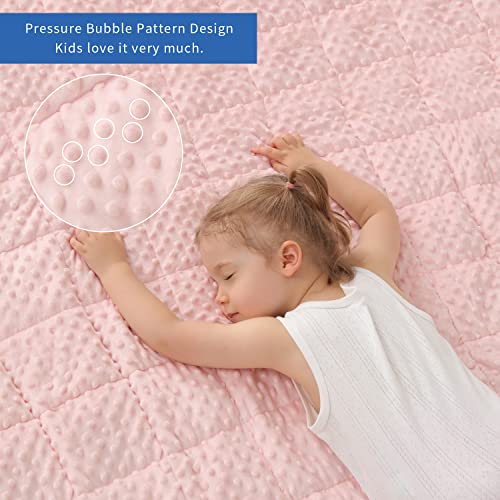 Huloo Sleep Kids Weighted Blanket Twin 7lbs (41"×60",Pink) Breathable Soft Minky Weighted Throw Blanket for All Season,Heavy Blanket with Premium Glass Beads