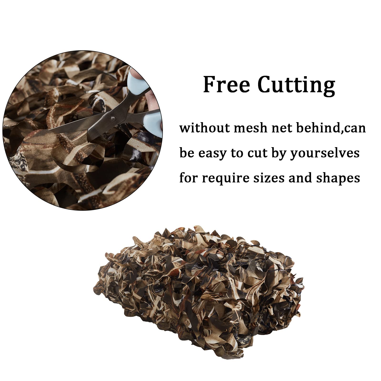 Camo Netting, Bulk Roll Camouflage Netting Dry Grass Camo 5 x 26 ft, Military Hunting Mesh Nets Free Cutting for Hunting Blind Sunshade Shooting Theme Party Decoration
