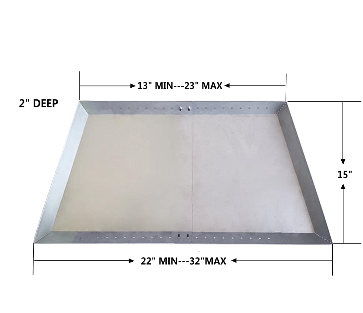 Rundetian Expandable Fireplace Tray, Galvanized Steel Adjustable Ember Holder Fireplace Pan for Collecting Ash, Silver Color(Fireplace Log Grate Not Included) FT2232