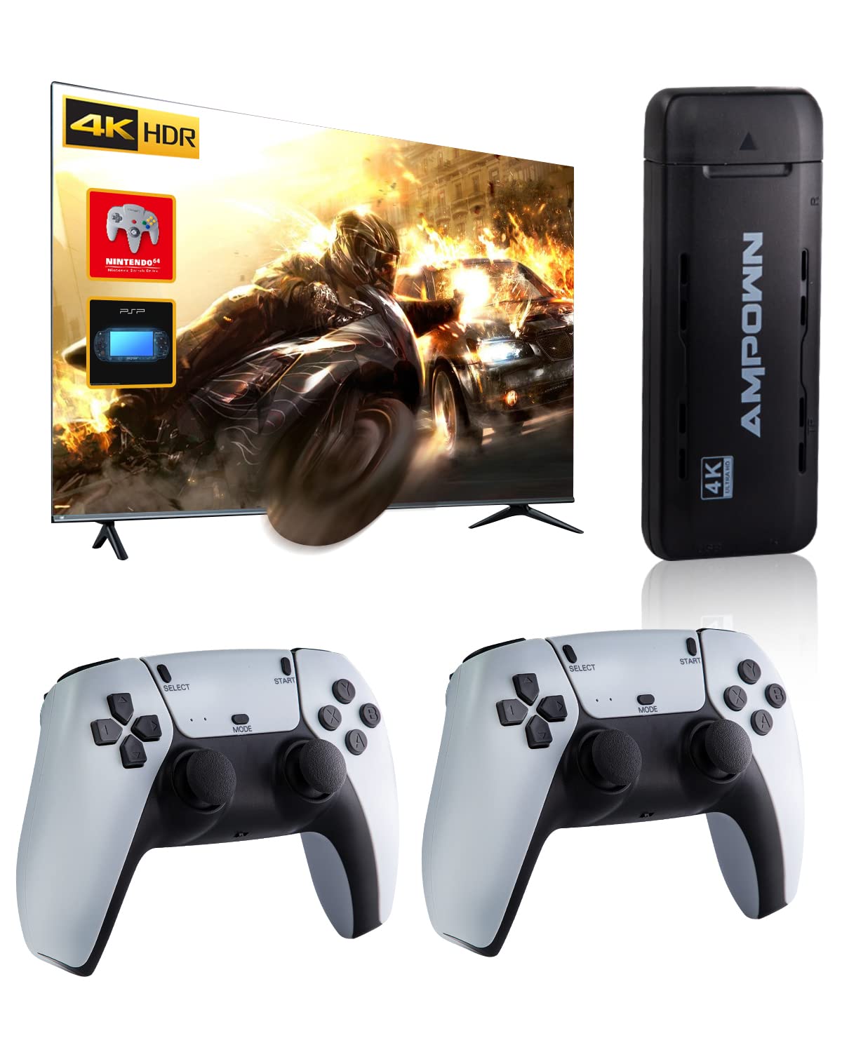 U9 Retro Game Console, Plug and Play Video Games Built-in 12000+ Classic Game 4K Ultra HD Game Stick with 2.4G Wireless Joystick Controller Supports 20+ Emulators…