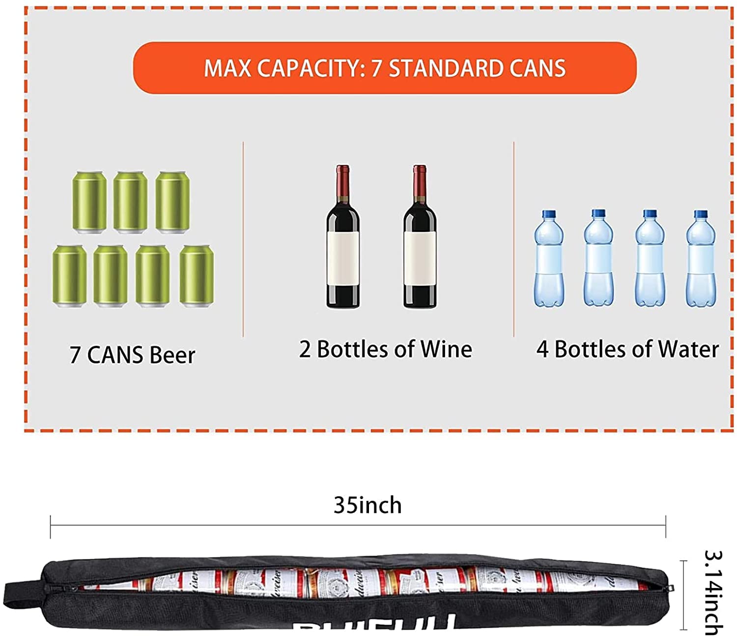 Beer Sleeve,Beer Sleeve for Golf Bag,7-Can Insulated Cooler Sleeve,Stores Up to 7 Canned Beverages,Sling Cooler Fits Most Golf Bags Styles and Types