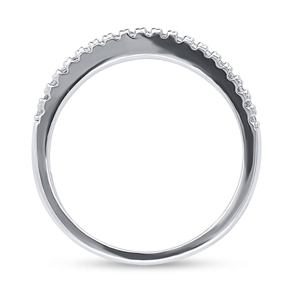 BERRICLE Sterling Silver Wedding Rings Cubic Zirconia CZ Curved Half Eternity Ring for Women, Rhodium Plated Size 5