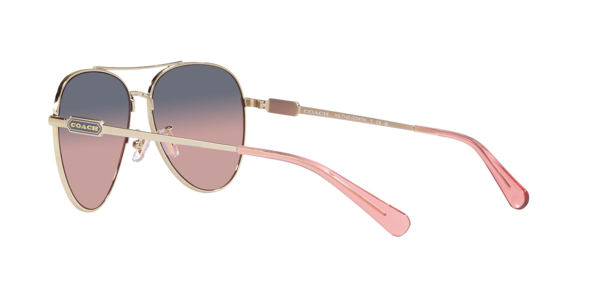 Coach HC7140 Sunglasses, Shiny Light Gold/Plum Purple Scarlet Gradient, 61 mm