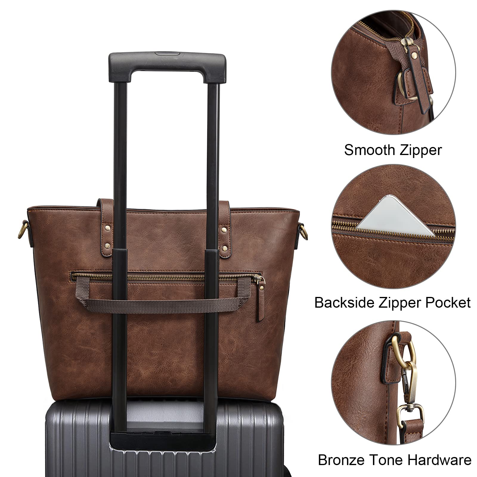 S-ZONE Women Tote Bag Large Work Handbag Top Handle Satchel Shoulder Purse