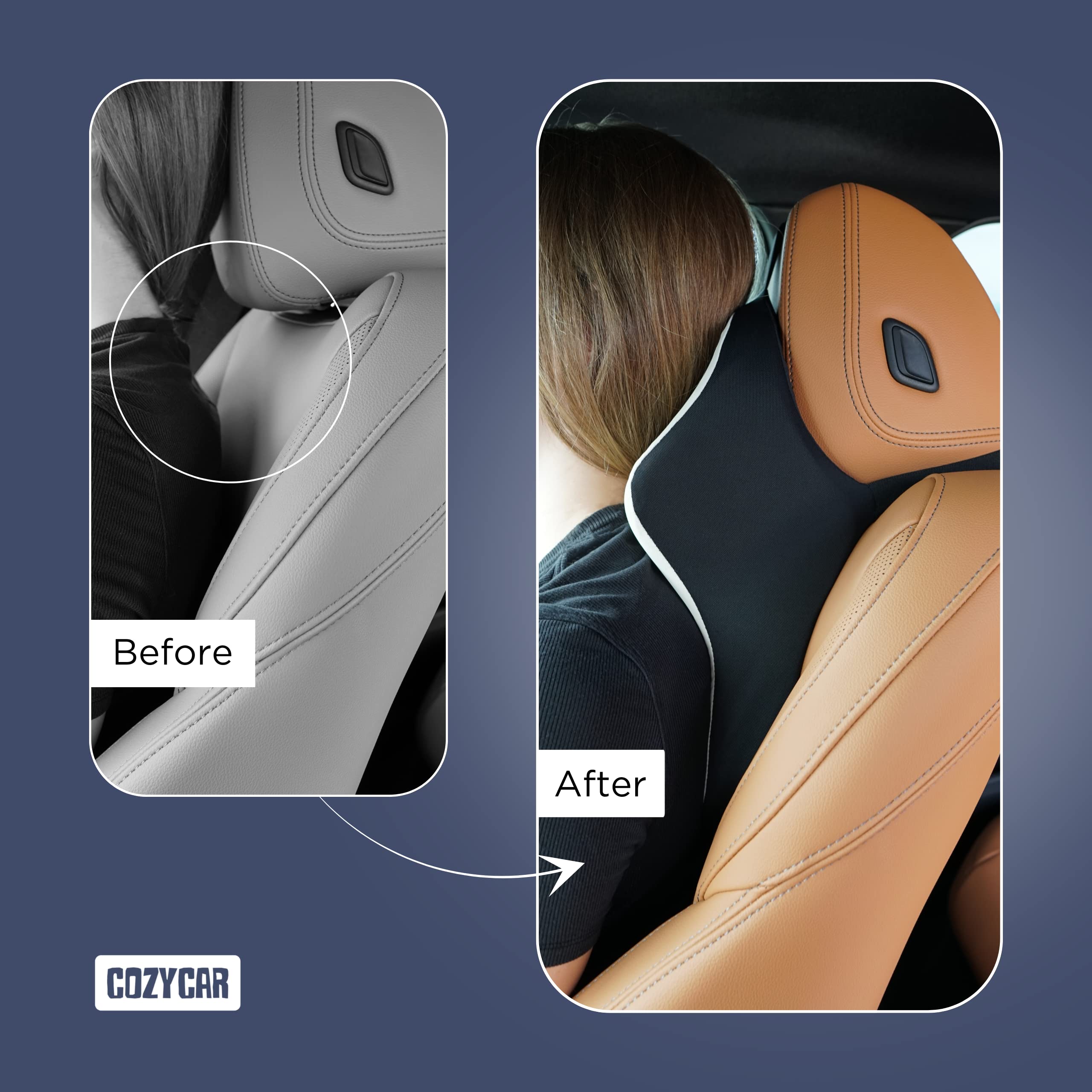 Car Neck Pillow β 100% Memory Foam - Ergonomic Neck Support Car Pillow for Driving Seat β Washable Cover β Car Headrest Pillow Cushion - Travel Pillows - Universal Fit (Cream White, Standard)