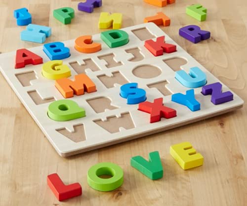 Spark Create Imagine 3D Wooden Alphabet Puzzle - Hand Eye Coordination - Letter Recognition - Fine Motor Skills - 2yrs and Up - Christmas Birthday Present