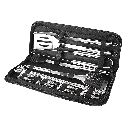 BBQ Grill Tools Set, Fork 20pcs Portable Professional Stainless Steel Grill Set for Outdoor for Camping