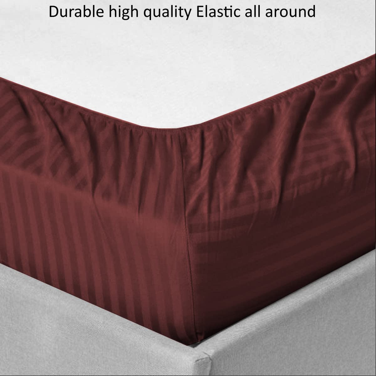 camp county beyond 100% Cotton Sheets - 500 Thread Count Bed Sheets - Full XL Size Long Staple Cotton 4 Piece Premium Luxury Sheet Set Deep Pocket fit Up to 15-Inch White Stripe