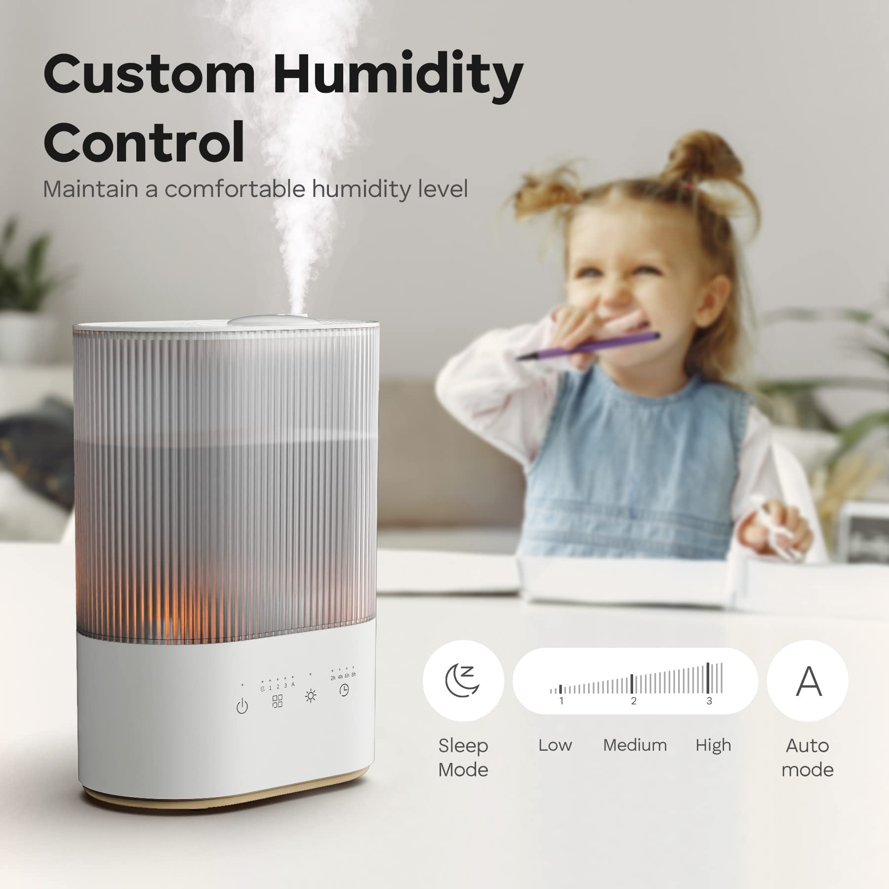 Bedroom Large Room 4L Water Bank for Home Baby Nursery Plants Auto Shut-off Timer Top Fill(1 Gallon Lasts 36 Hours)