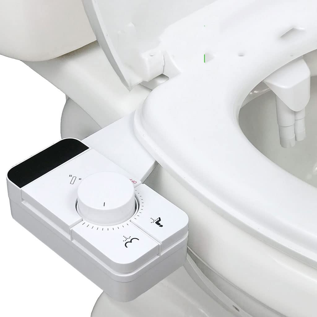 DFHBFG Bidet for Toilet Seat Attachment Non-Electric Slim Bidet Fitting Self Cleaning Nozzles, 1
