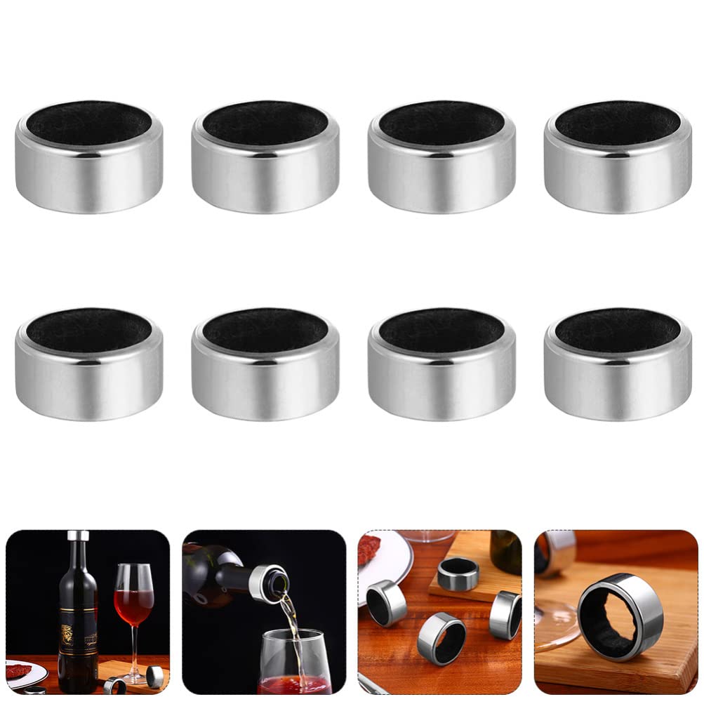 Cabilock 12Pcs Red Wine Drip Stop Ring Stainless Steel Leak- Proof Wine Bottle Collar Rings Anti- overflow Wine Drip Catcher for Home Bar Party Supplies