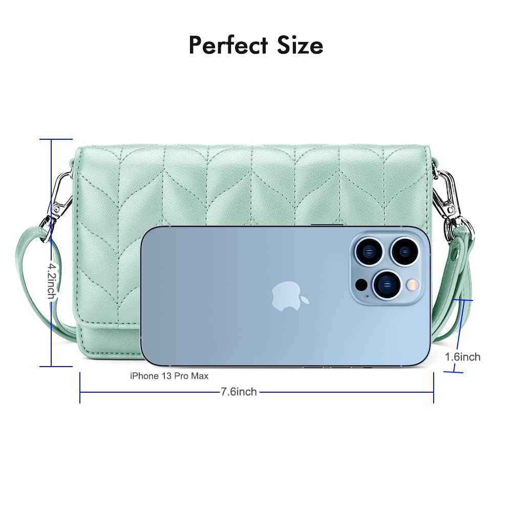 nuoku Women Small Crossbody Purse Cell Phone Wristlet Wallet Purse with RFID Card Slots and Strap for Women