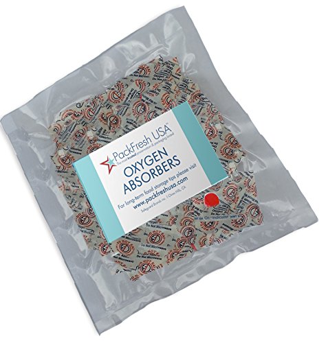 PackFreshUSA: 250 Pack - 50cc Oxygen Absorber Packs - Food Grade - Non-Toxic - Food Preservation - Long-Term Food Storage Guide Included