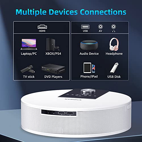 Outdoor Projector, Native 1080P Projector with WiFi and Bluetooth, 500ANSI Mini Projector 4K Support for Outdoor Movies, Max 500β Display, Compatible with Smartphone, Laptop, TV Stick, PS5, HDMI, USB
