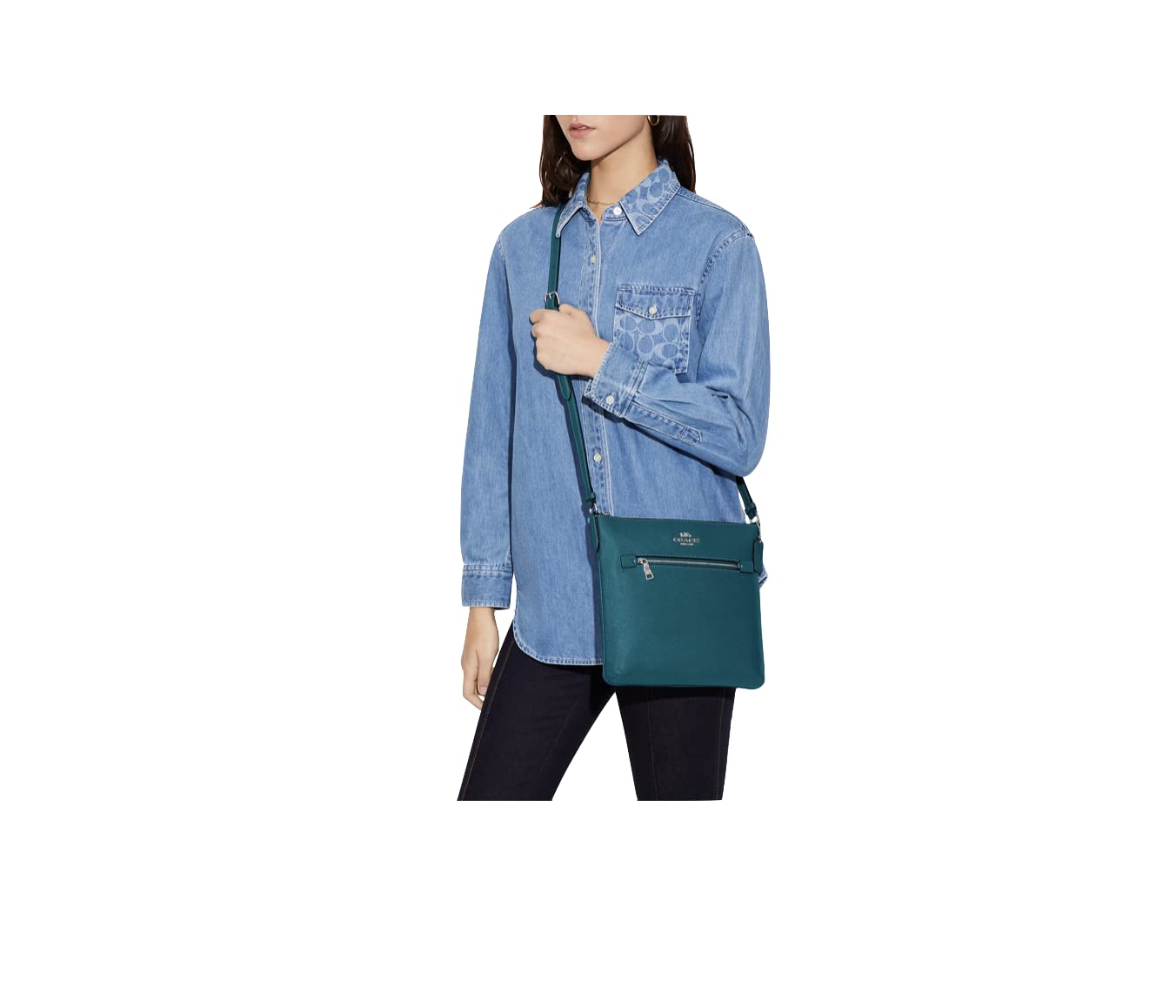Coach Rowan File Bag Crossbody (SV/Deep Turquoise)