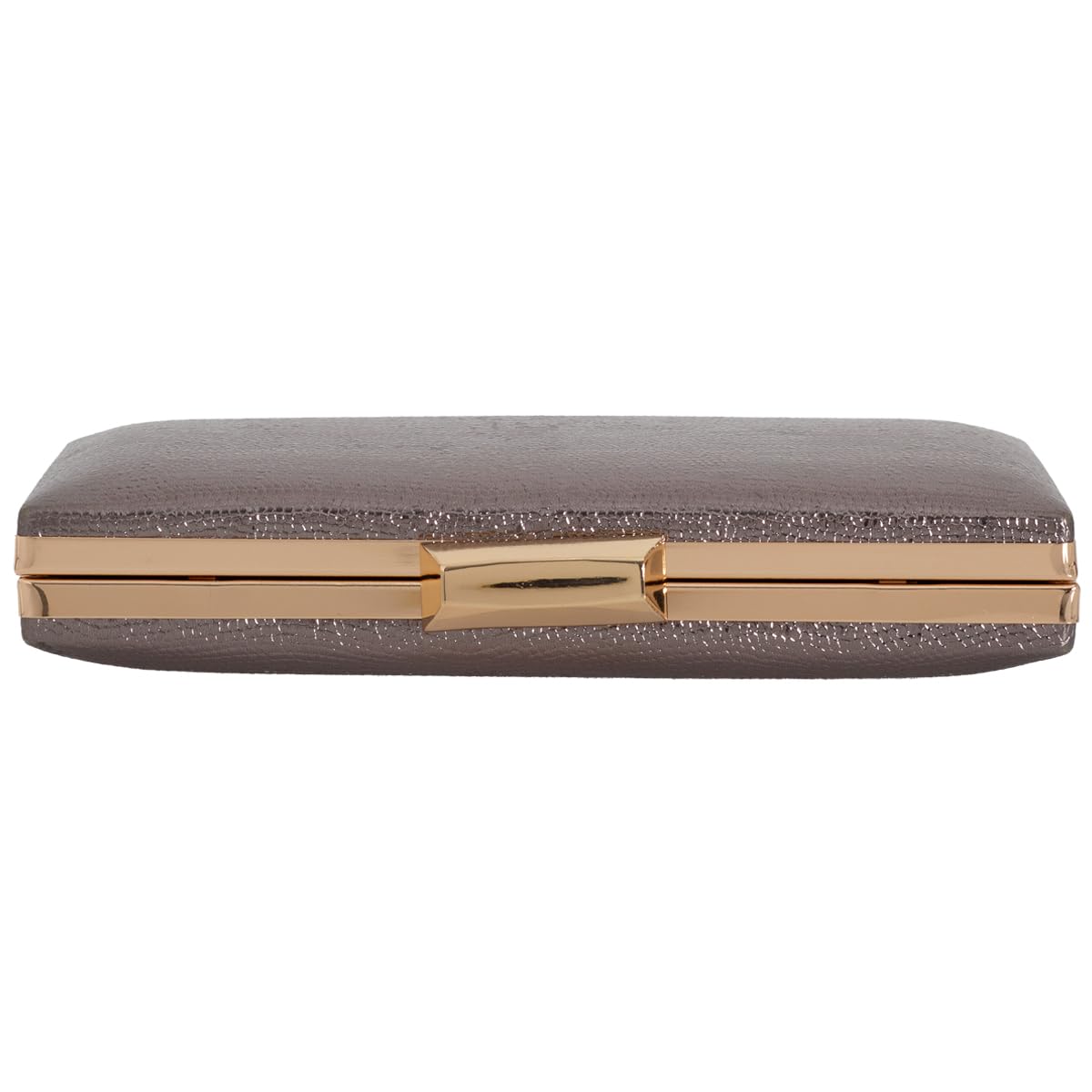 JNB Women's Metallic Material Hard Case Evening Party Clutch,Gold