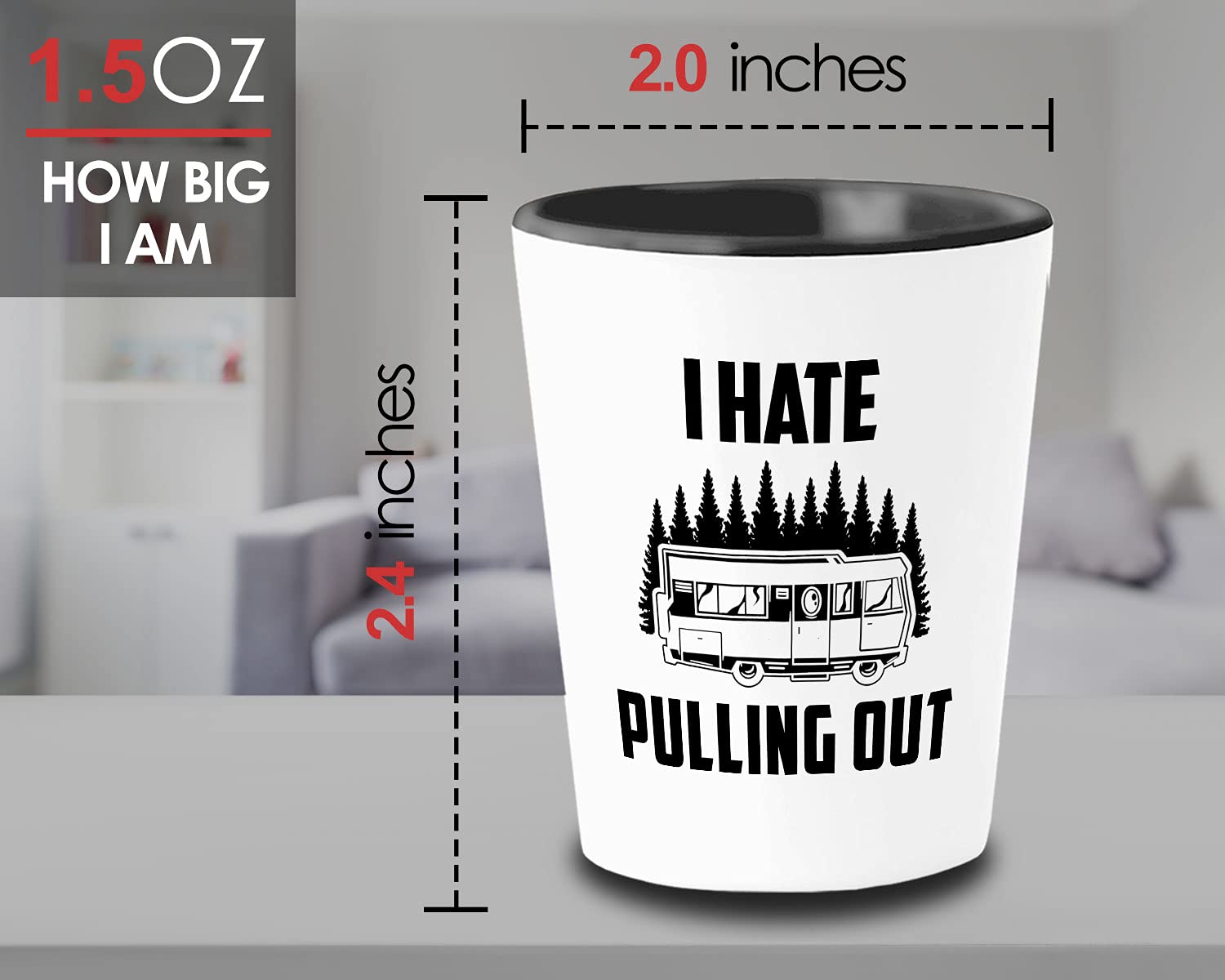 Bubble Hugs Adventurer Shot Glass 1.5oz - I Hate People - Camping Lover Mountain Hiker Forest Outdoor Activity Tent Journey Traveler