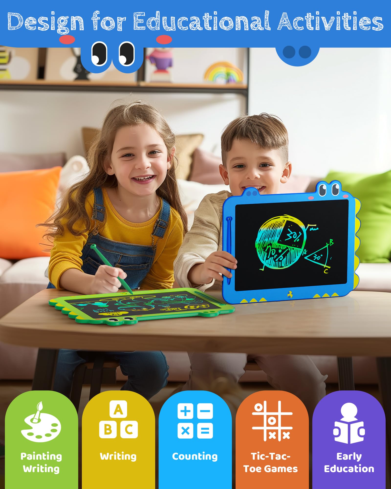 LCD Writing Tablet for Kids, Colorful Toddler Toys Doodle Board, Drawing Tablet, Reusable Electronic Pads Educational and Learning Toy Gift for 3-8 Years Old Boys and Girls