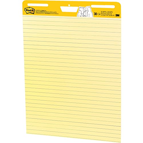 Post-it Super Sticky Easel Pad, 25 in x 30 in Sheets, Yellow Paper with Lines, 30 Sheets/Pad, 4 Pads/Pack, Great for Virtual Teachers and Students (561 VAD 4PK)