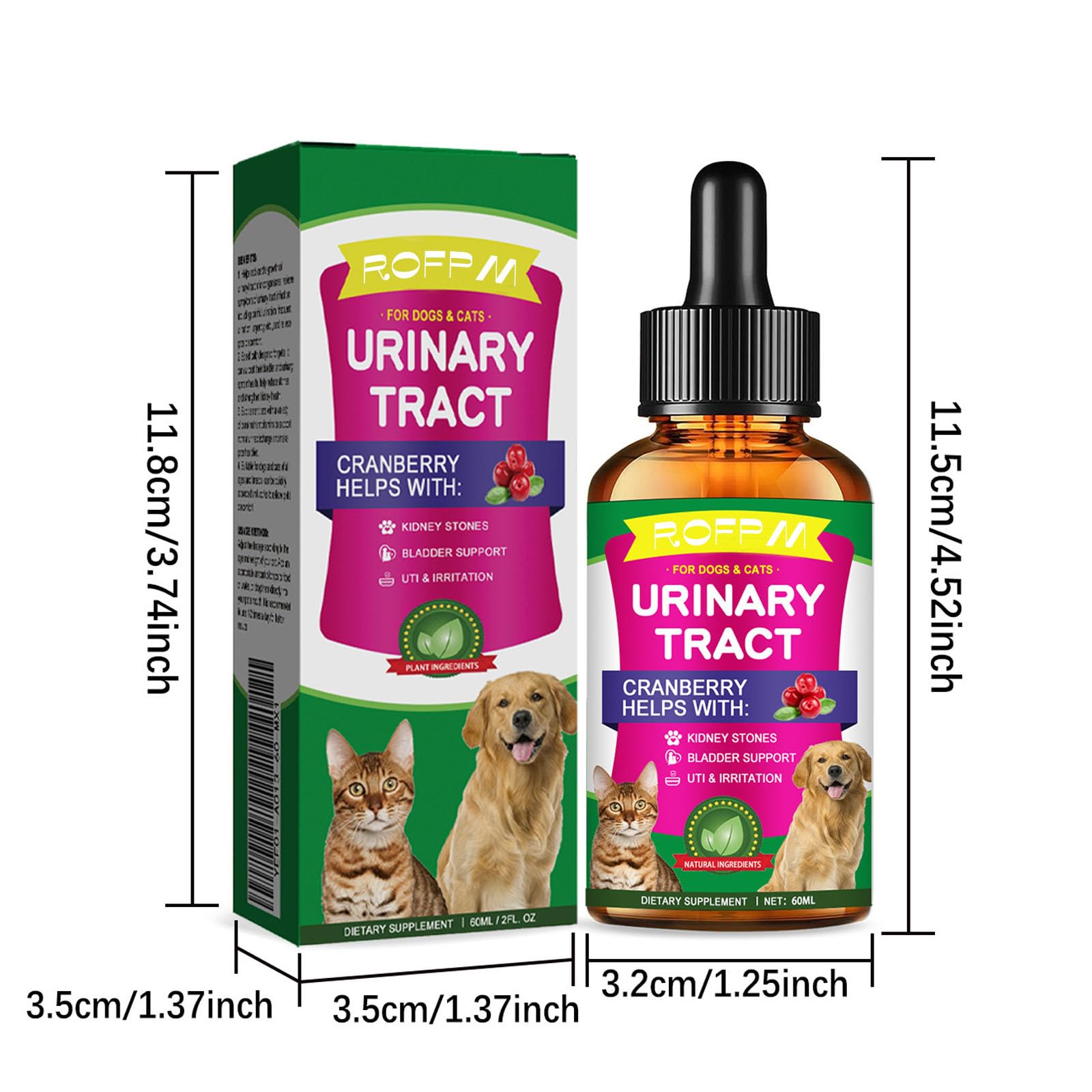 Dog UTI Treatment Cat Urinary Tract Infection Treatment Drops Cat UTI Remedy - Natural Formula Rich in Cranberry and Vitamin C