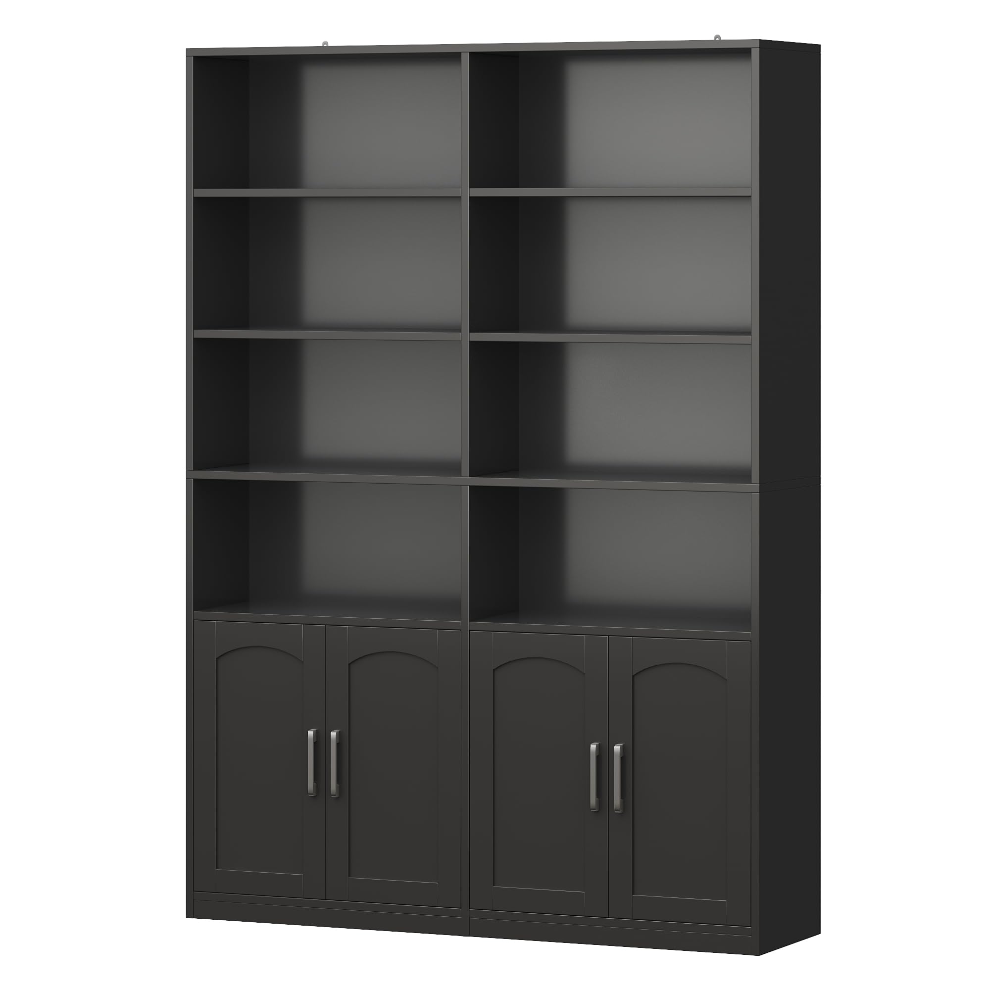 FACBOTALL Bookshelf and Bookcase with Doors, 6 Tier Double Wide Large Bookshelves, Open Display Shelves, 73'' Tall Bookcases for Home Office, Living Room, Library, Black