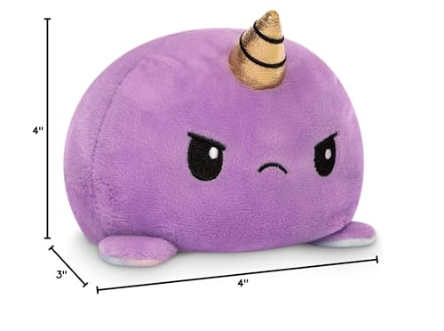 TeeTurtle - The Original Reversible Narwhal Plushie - Purple Tie Dye - Cute Sensory Fidget Stuffed Animals That Show Your Mood