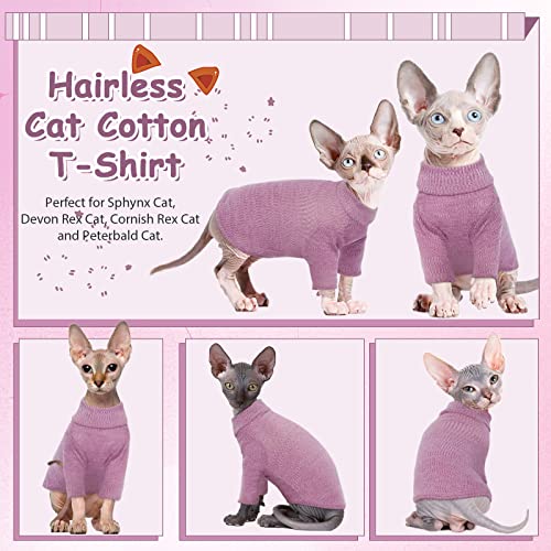 DENTRUN Sphynx Hairless Cats Shirt Pullover Kitten T-Shirts, Breathable Cat Wear Turtleneck Sweater Adorable Cat's Clothes Vest Pajamas Jumpsuit