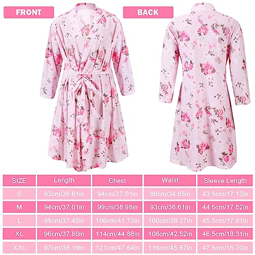 Mepase 5 Pcs Mommy and Me Robe Swaddle Headband Cap Set Including Maternity Robe Baby Swaddle Blanket Headband Hat for Mom and Baby (X-Large)