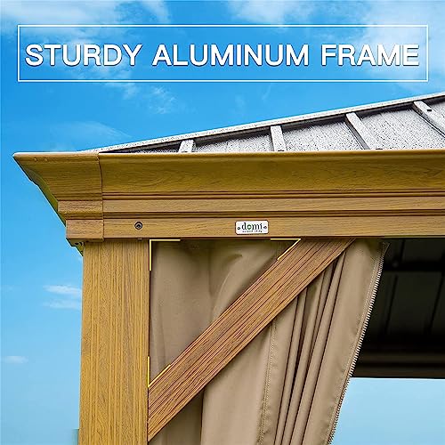 Evedy 12x16 ft Hardtop Gazebo with Nettingsāand Curtains, Outdoor Heavy Duty Aluminum Gazebo with Galvanized Steel Double Canopy for Patio, Backyard, Deck, Lawns and Balcony