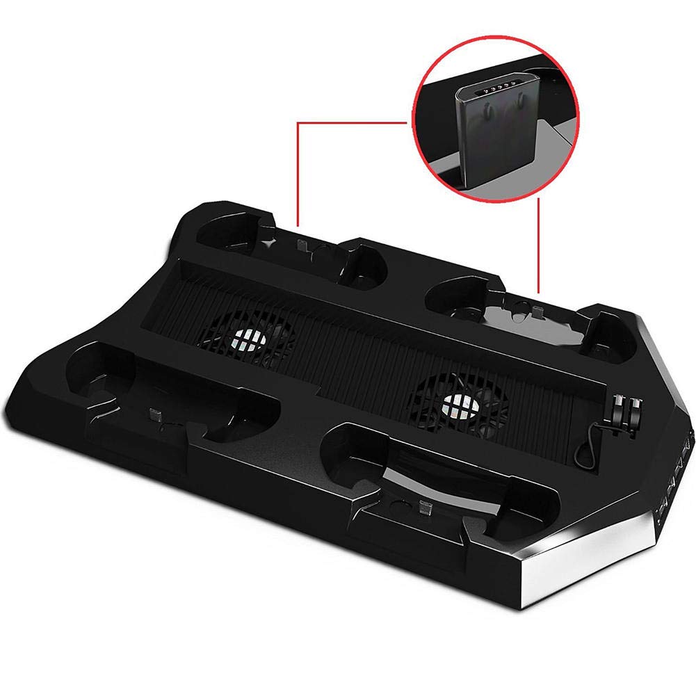 New Vertical Stand Dual Cooling Fan for Playstation 4 Console Four Charging Stations for Dual Shock4 PS4 Controllers