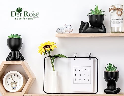 Der Rose 3pcs Fake Succulents Plants Artificial for Bathroom Bedroom Home Room Decor Aesthetic Indoor