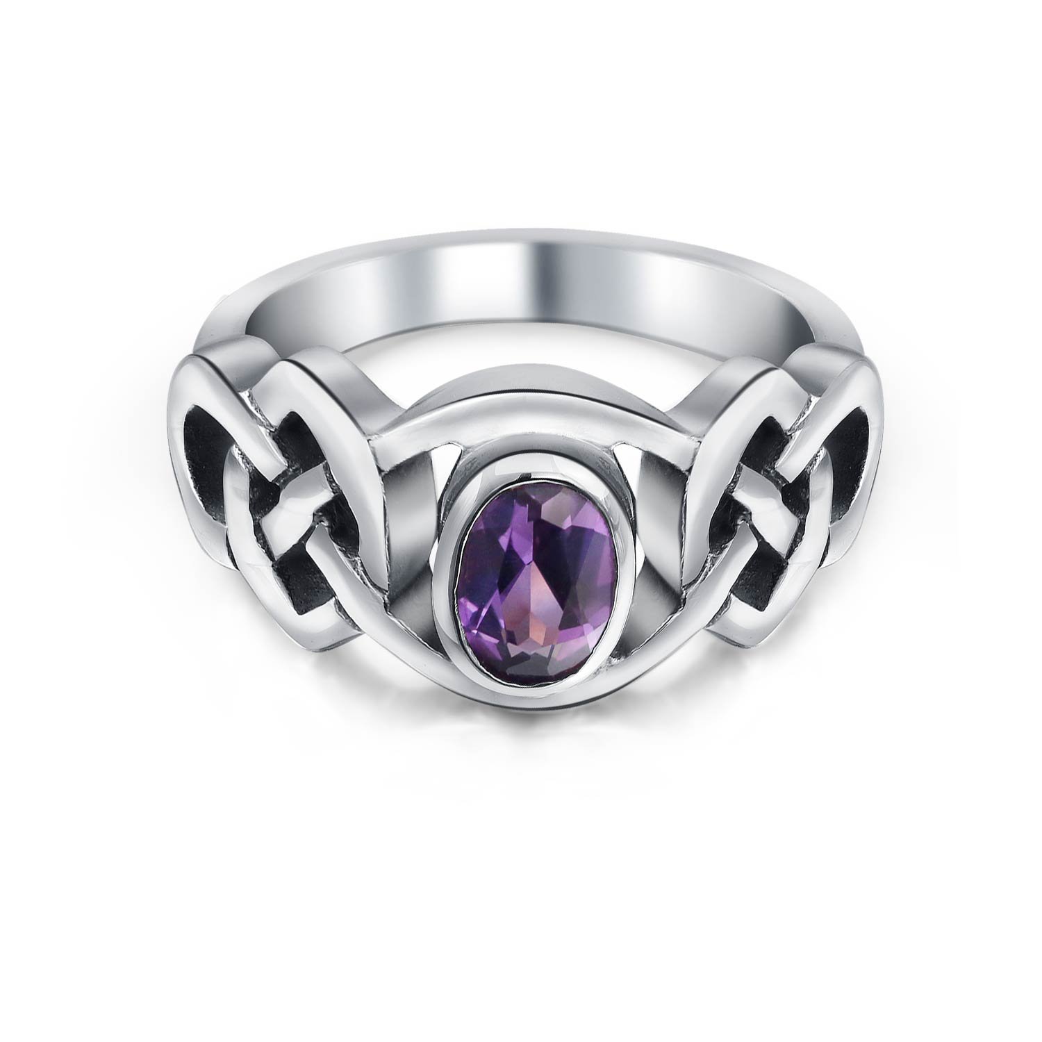 Bling Jewelry Shift Simulated Alexandrite Celtic Knot Ring Sterling Silver ,8