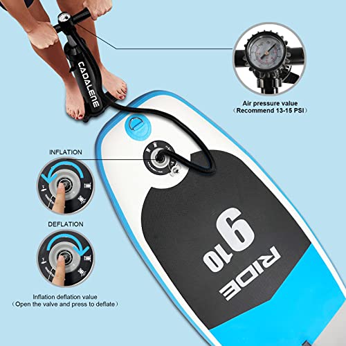CADALENE Inflatable Stand Up Paddle Board with SUP Accessories, Inflatable Paddle Board for Adults & Youth of All Skill Levels (9.10ft Blue)
