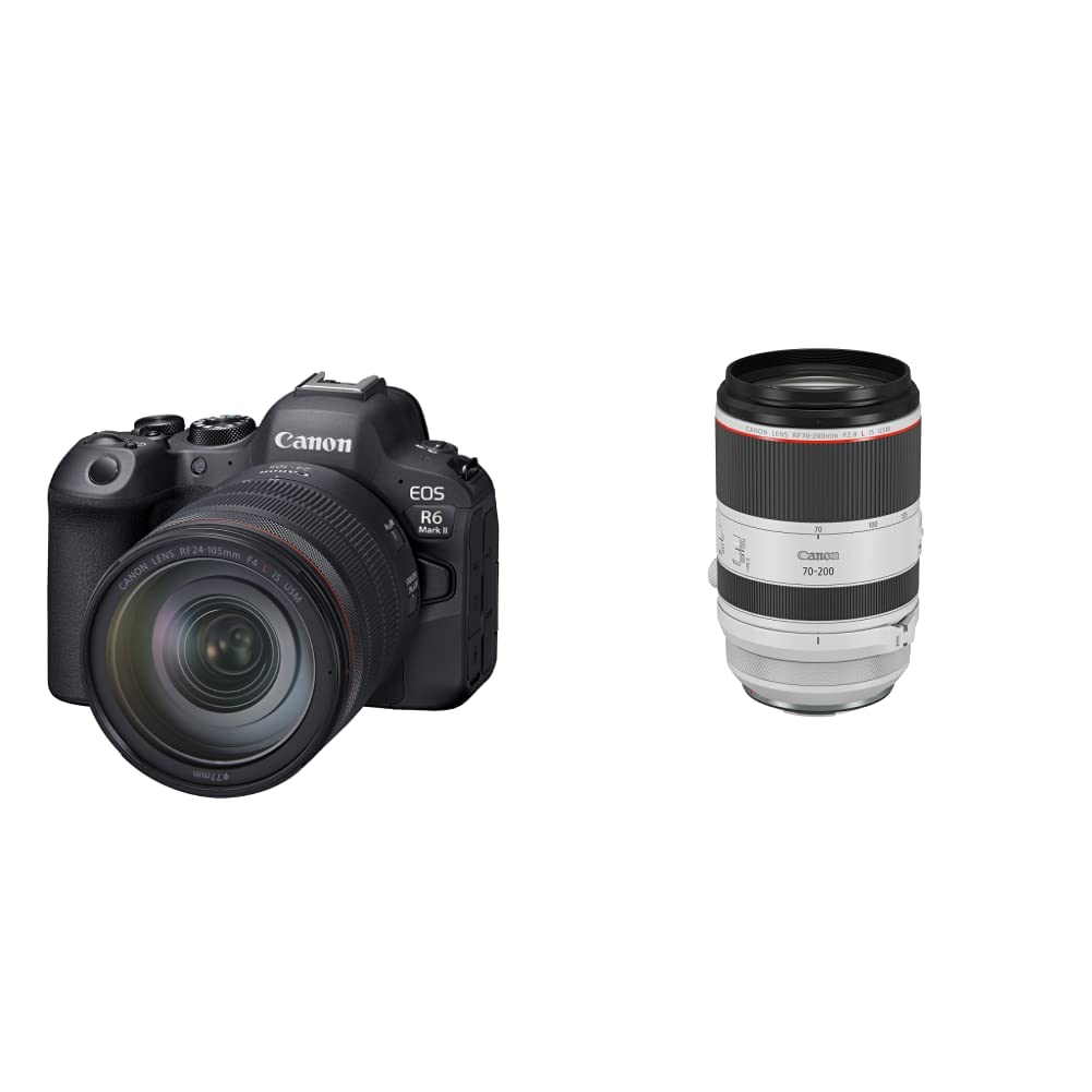 Canon EOS R6 Mark II RF24-105mm F4 L is USM KIT with RF 70-200mm F2.8 L is USM Lens, Telephoto Zoom Lens, 3792C002