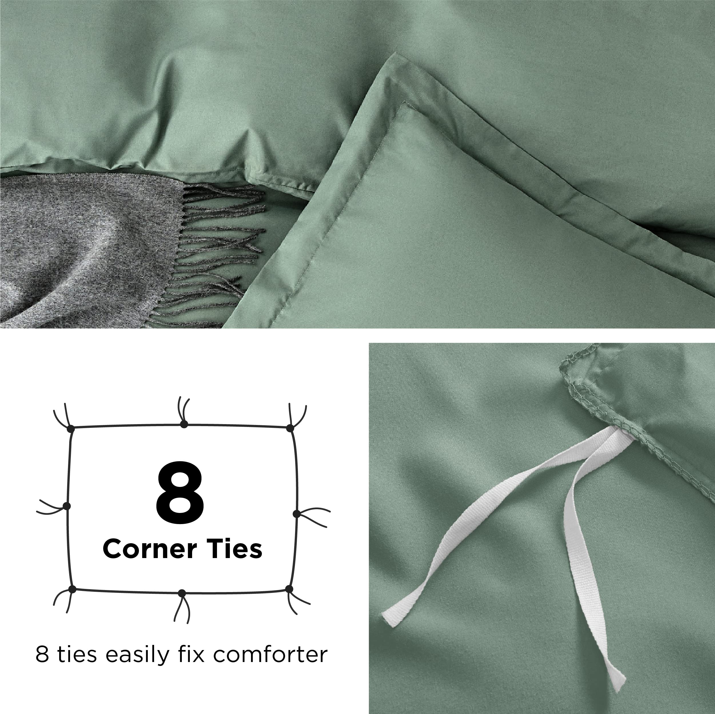 Bedsure Sage Green Duvet Cover Full Size - Soft Double Brushed Duvet Cover for Kids with Zipper Closure, 3 Pieces, includes 1 Duvet Cover (80"x90") & 2 Pillow Shams, NO Comforter