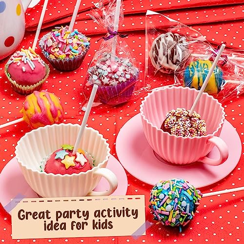 GirlZone Cake Pop Craze Kit, Kids Baking Set for Kids Ages 10-12 with Cake Pop Mold, Cake Pop Kit Stand, Cake Pop Gift Bags and Decorating Pen, Awesome Baking Gifts for Kids and Cakepops Molds Set