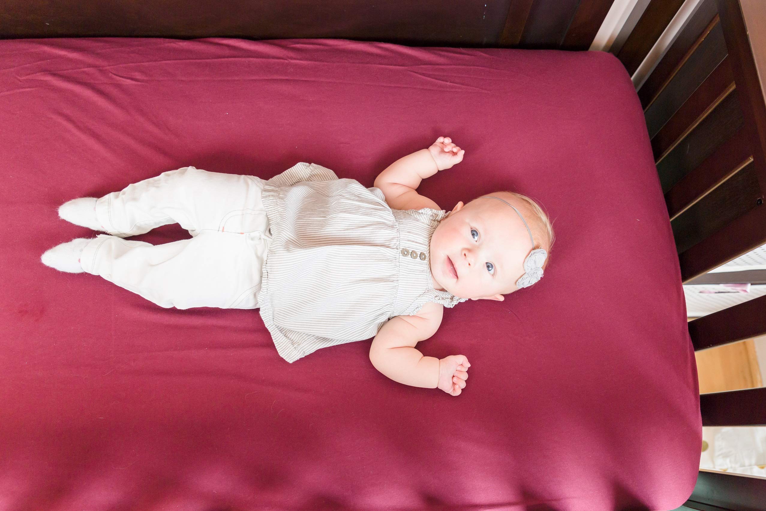 SheetWorld 100% Cotton Jersey Extra Deep Fitted Portable Mini Crib Sheet 24 x 38 x 5.5, Burgundy, Made in USA