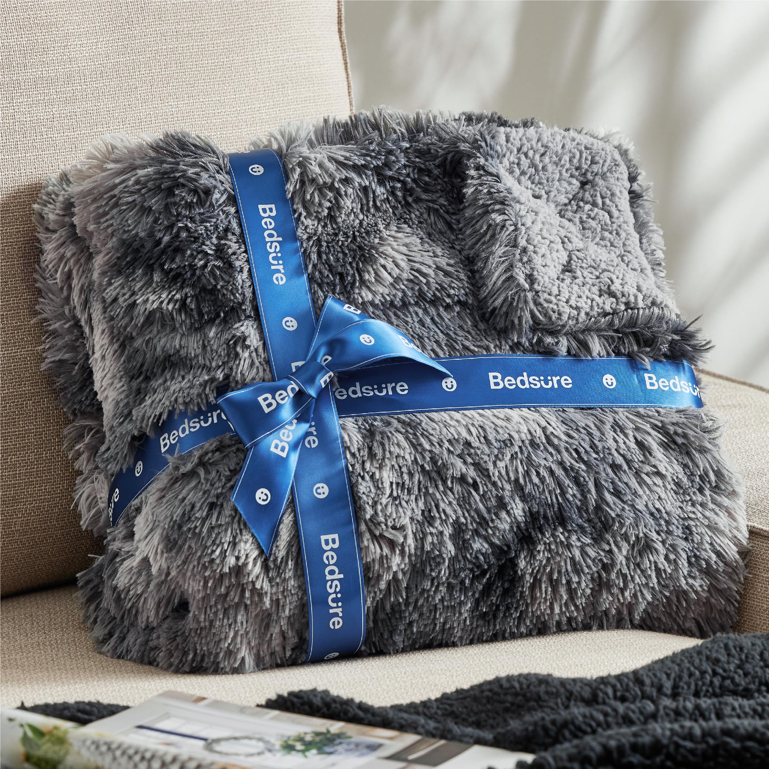 Bedsure Ultra Soft Fluffy King Size Blanket for Bed β Fuzzy, Fluffy, Shaggy Faux Fur King Blanket, Warm and Thick Sherpa, Tie-dye Decorative Gift, Oversized Blankets King Size, 108x90 Inches, 640 GSM