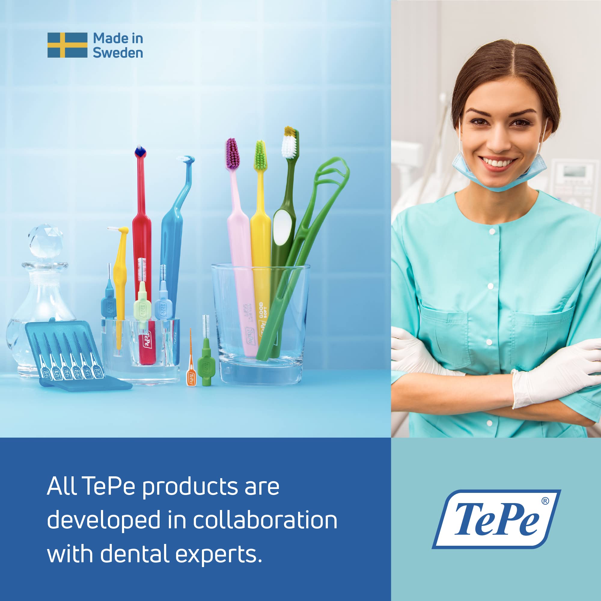 TEPE Nova Medium Firm Toothbrush for Adults with Tapered Head, Angled Neck, and Thumb Grip, Pack of 1