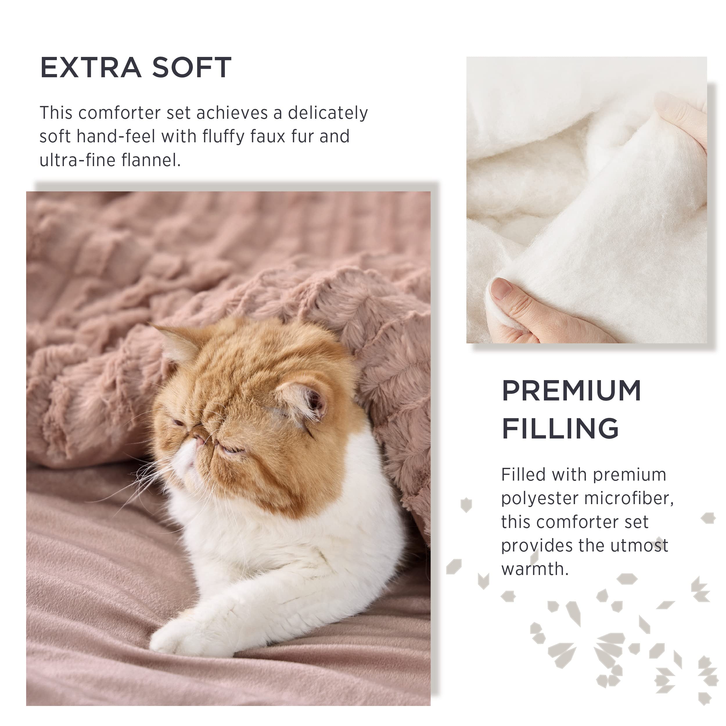Bedsure Ultra Soft Shaggy Faux Fur Queen Comforter Set - Winter Warm 3 Piece Bedding With Plush Comforter and 2 Pillowcases
