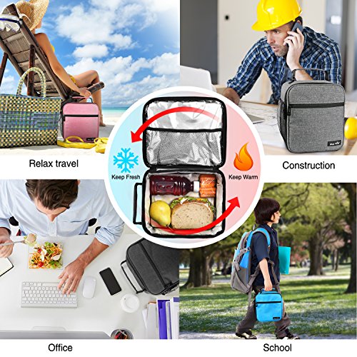 Hap Tim Insulated Lunch Box for Men, Reusable Lunch Bag for Women, Spacious Lunchbox Adult, Dark grey (18654-DG)
