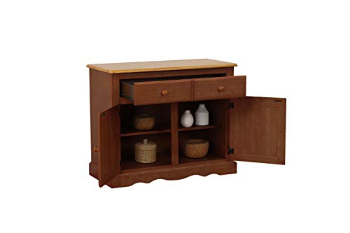 Sunset Trading Keepsake Buffet Hutch, Nutmeg Brown and Light Oak