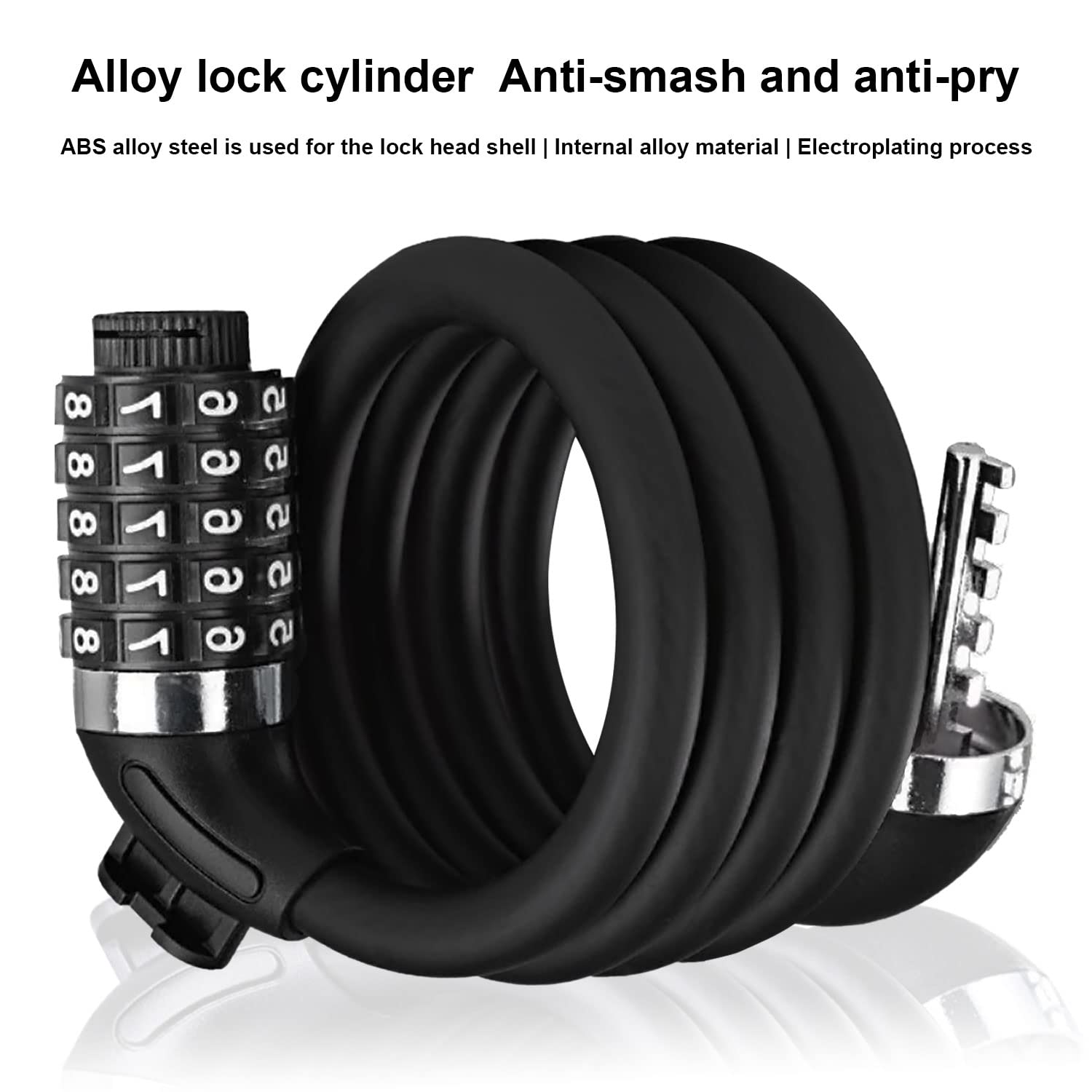 Bike Lock Cable with Combination with Mounting Bracket 5-Digit Password Setting Safe Portable Bicycle Anti-Theft Wire Chain 4ft Combination Lock Universal for Mountain Bike Motorcycle Baby Carriage
