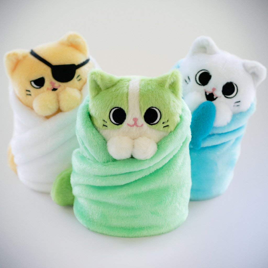 Hashtag Collectibles Purritos Series 2 - Fishbone Toy Figure, 7-inch White Blue Cat Animal Theme