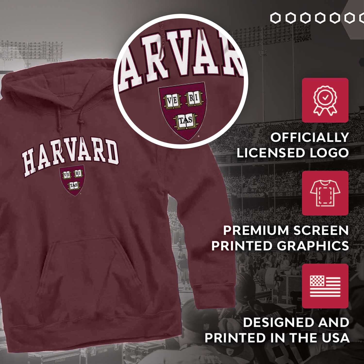 Campus ColorsCampus Colors Adult Arch & Logo Soft Style Gameday Hooded Sweatshirt (Harvard Crimson - Red, Large)